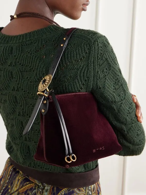 Etro Velvet And Leather Patchwork Shoulder Bag