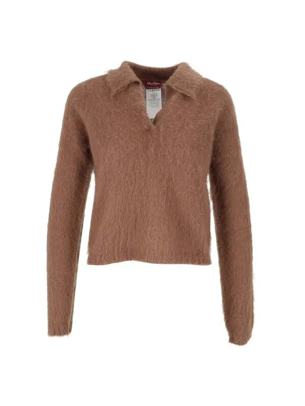 Max Mara Brushed V-neck Jumper - Brown