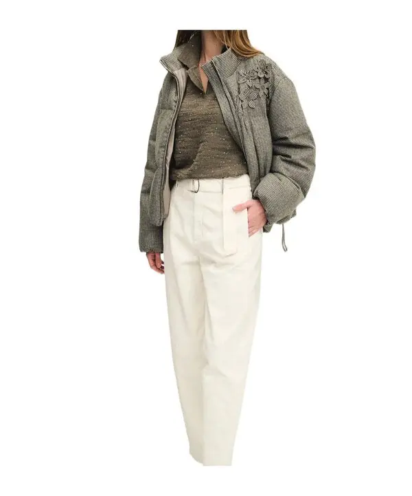 PANICALE Houndstooth-pattern Floral-appliqué Jacket