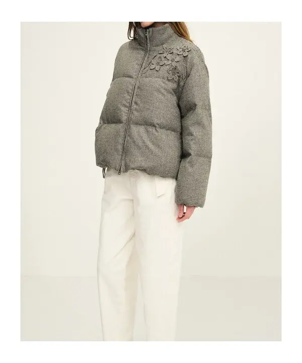 PANICALE Houndstooth-pattern Floral-appliqué Jacket