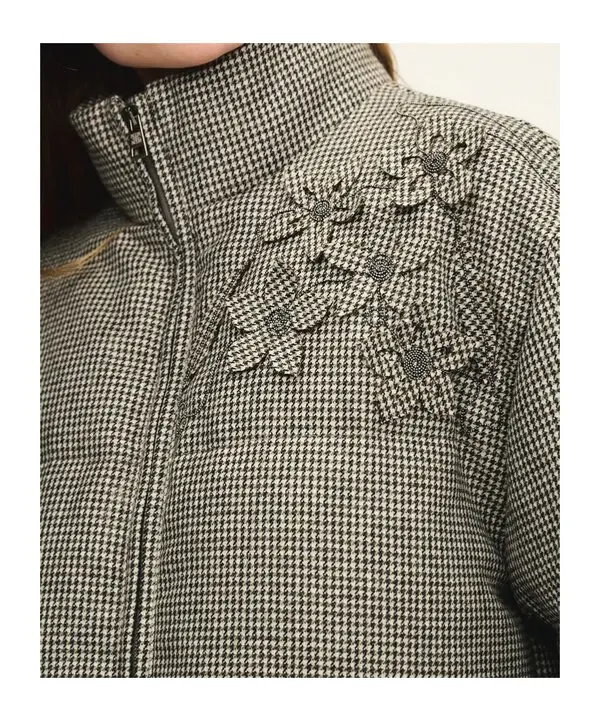 PANICALE Houndstooth-pattern Floral-appliqué Jacket