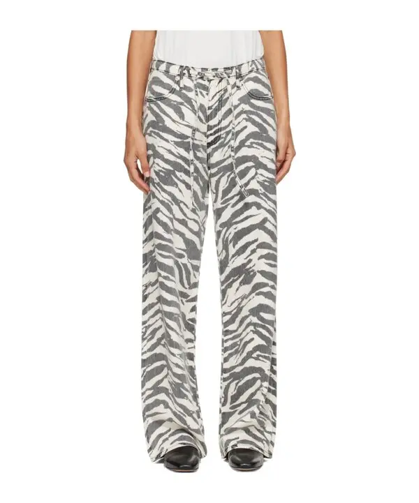 Rag & Bone Lace-up Jeans - Washed Zebra Print