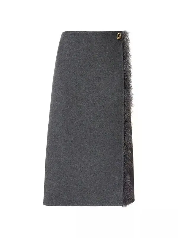 Fabiana Filippi Feather-trim Wrap Midi Skirt - Grey