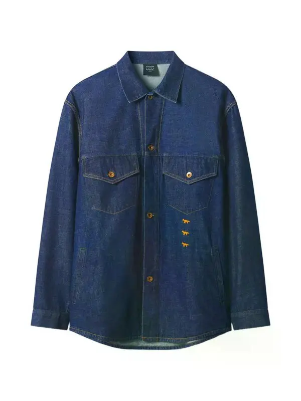 Maison Kitsuné Logo-embroidered Denim Shirt