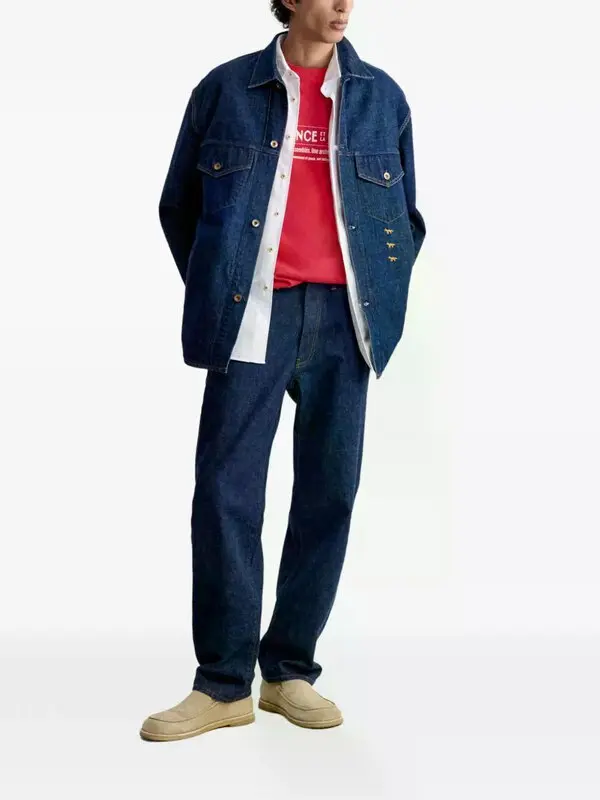 Maison Kitsuné Logo-embroidered Denim Shirt