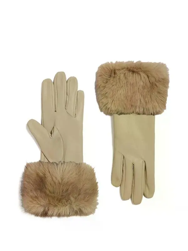 Apparis Betty Faux-fur-trim Gloves - Neutrals