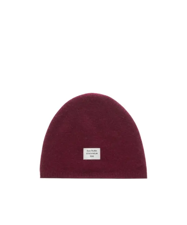 Acne Studios Cashmere Beanie With Logo - Deep Red