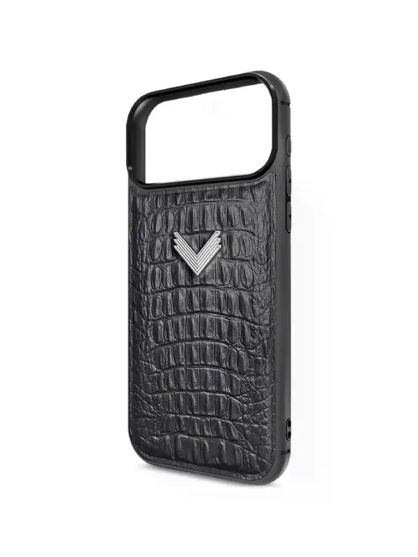 VELANTE Alligator-effect Leather Iphone 18 Pro Max Phone Case - Black