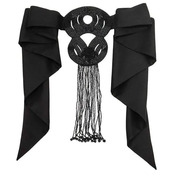 JULIA CLANCEY Leia Embroidered Necklace - Black