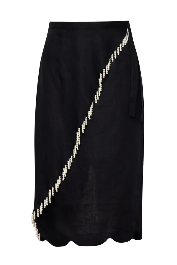 CAROLINA BENOIT Ava Pearled Skirt In – Romantic Skirt With Pearls