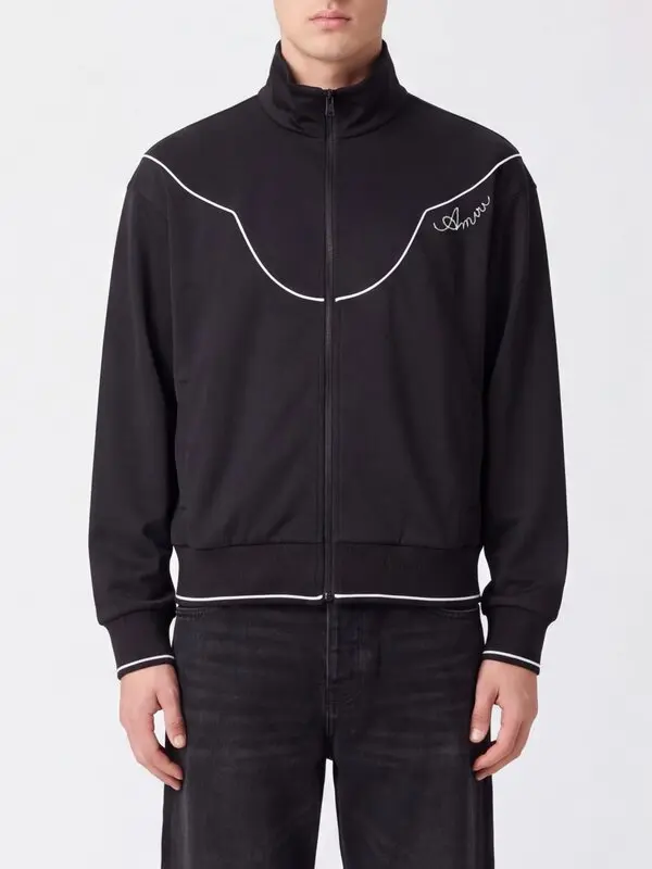 Amiri Monogram Pattern Technical Jersey Zip-up Sweatshirt With High Neck