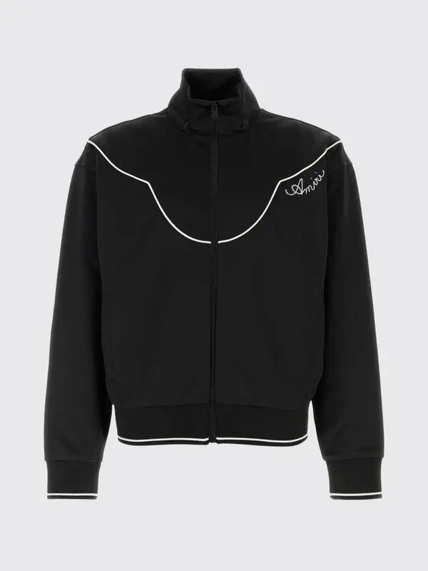 Amiri Monogram Pattern Technical Jersey Zip-up Sweatshirt With High Neck