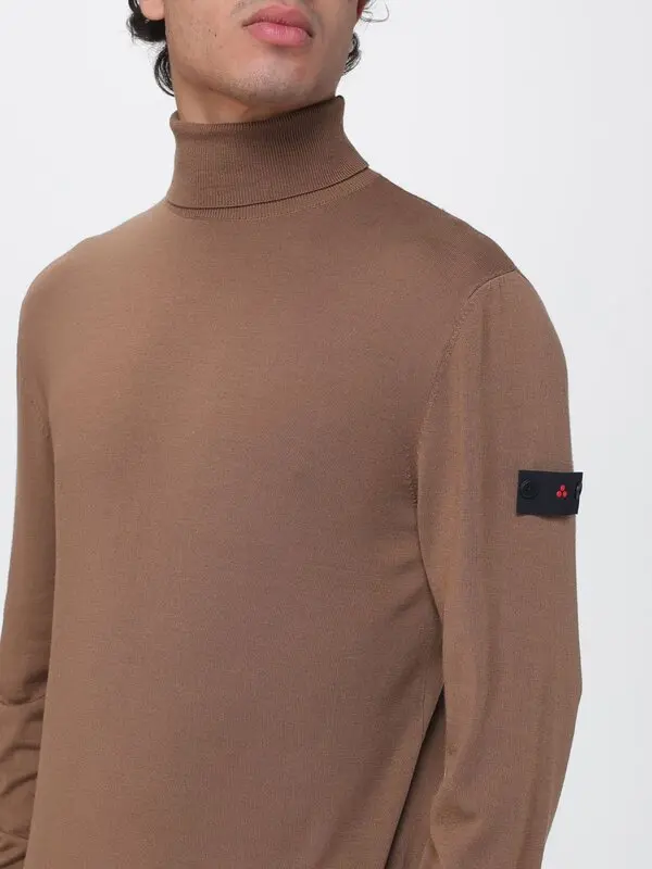 Peuterey Pure Wool Turtleneck With Long Sleeves And Applied Logo Patch - Hazel