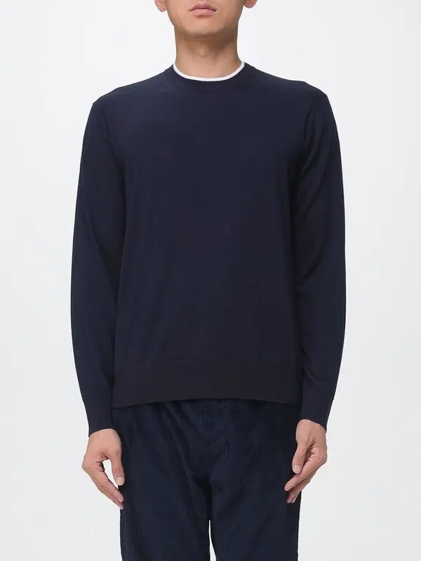 PAOLO PECORA Pure Wool Crew-neck Jumper With Long Sleeves And Ribbed Edges - Blue