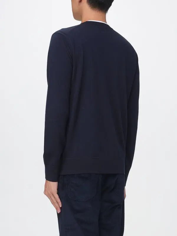 PAOLO PECORA Pure Wool Crew-neck Jumper With Long Sleeves And Ribbed Edges - Blue