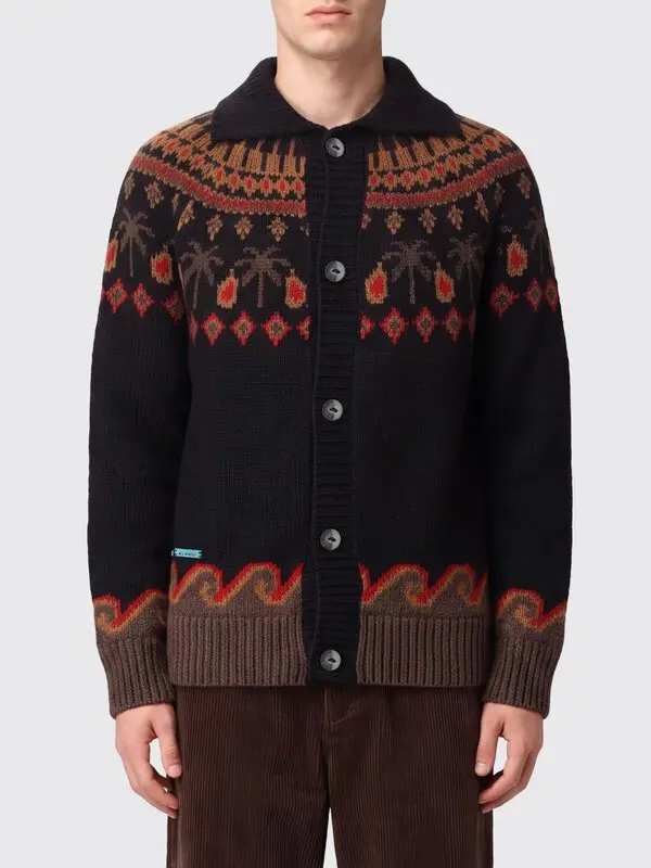 Alanui Ethnic Pattern Virgin Wool Cardigan With Buttons