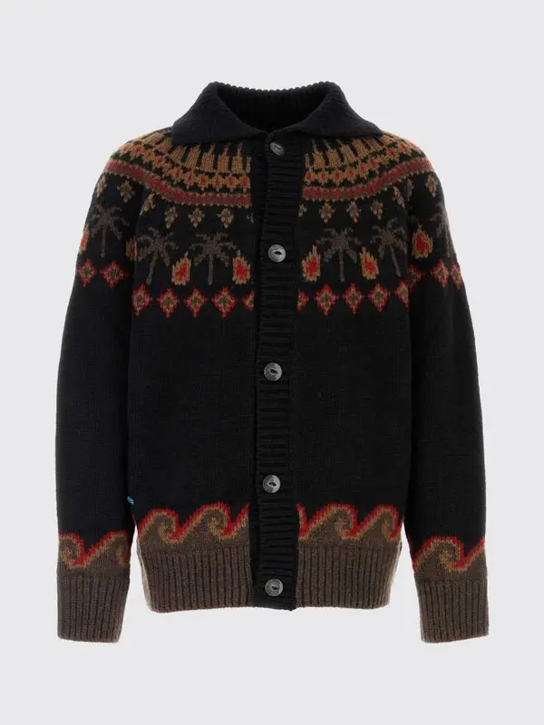 Alanui Ethnic Pattern Virgin Wool Cardigan With Buttons