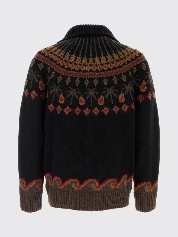 Alanui Ethnic Pattern Virgin Wool Cardigan With Buttons