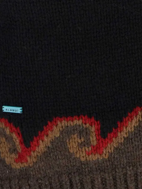 Alanui Ethnic Pattern Virgin Wool Cardigan With Buttons