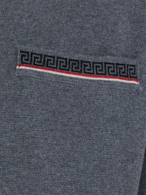 Versace Greca Pattern Wool Cardigan With Zip Closure