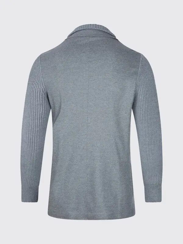 Eleventy Single-breasted Knit Wool Blazer With Notch Lapels - Grey
