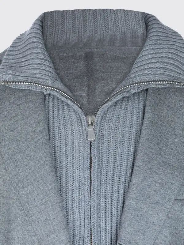 Eleventy Single-breasted Knit Wool Blazer With Notch Lapels - Grey