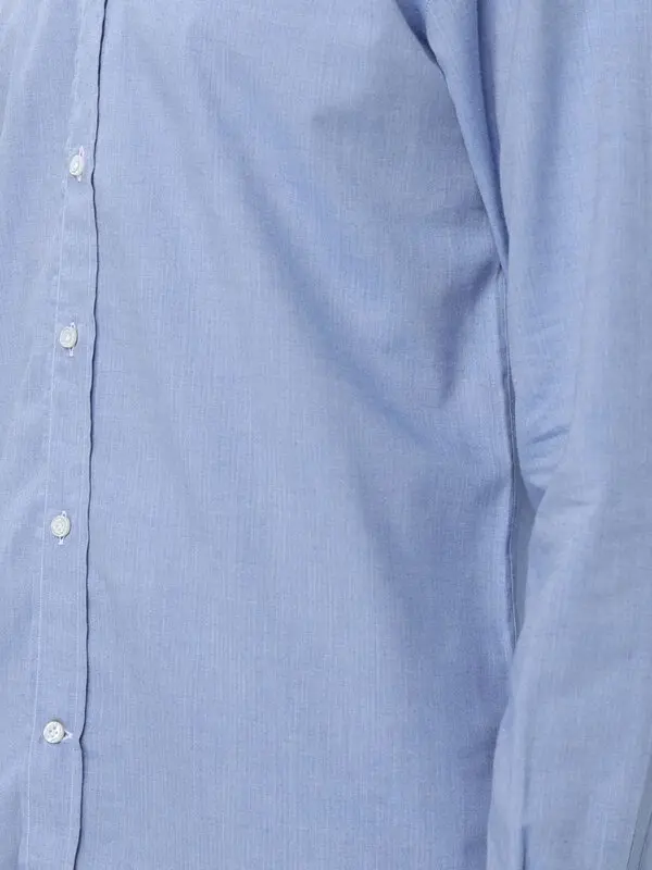 Luciano Barbera Cotton Shirt With Button-down Collar And Long Sleeves - Gnawed Blue