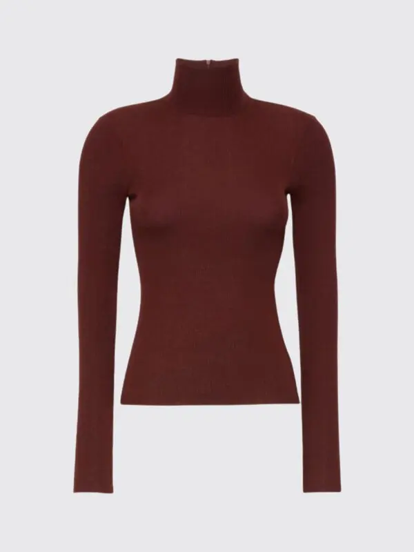 Max Mara Slim Fit Ribbed Pure Virgin Wool Turtleneck - Burnt