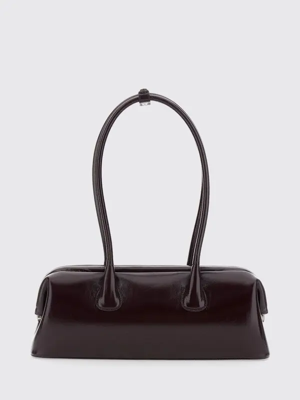 OSOI Boat Smooth Leather Shoulder Bag With Double Handle And Snap Closure - Burgundy