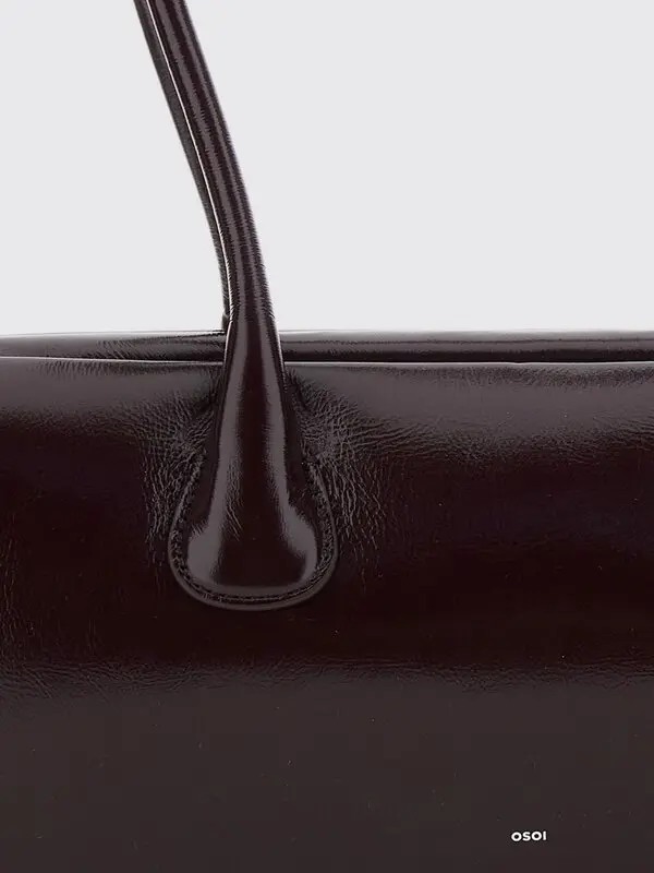 OSOI Boat Smooth Leather Shoulder Bag With Double Handle And Snap Closure - Burgundy