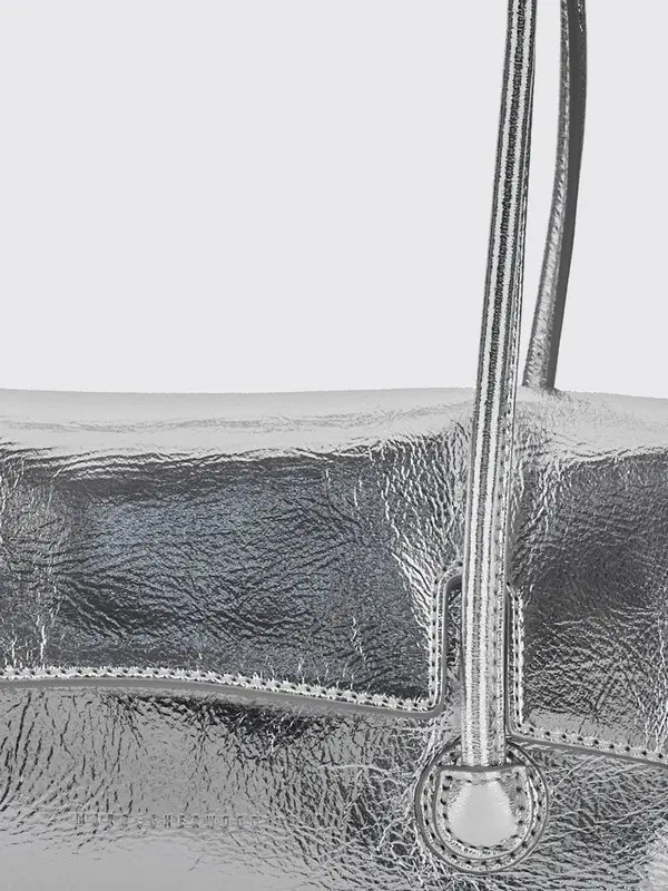 MARGESHERWOOD Mini Shoulder Bag In Smooth Cowhide With Double Handle - Silver