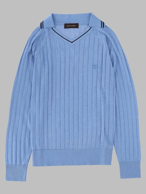 WALES BONNER Polo A Coste Con Scollo A V