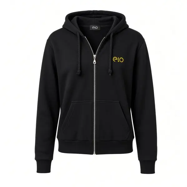 ELO Leander Embroidered Flower Zip Hoodie - Black