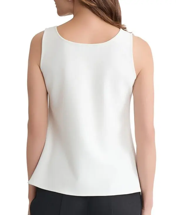 Ming Wang Stretch Deco Crepe Scoop Neck Tank