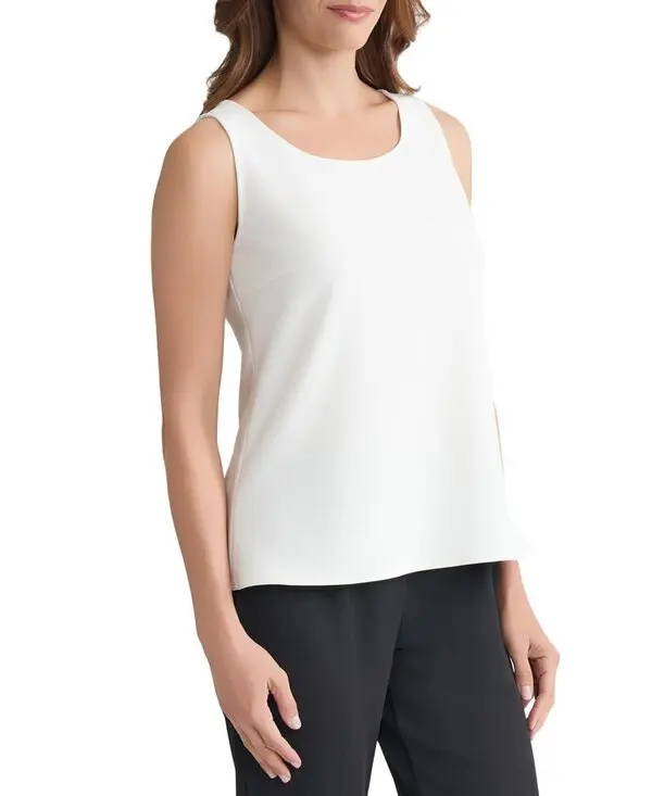 Ming Wang Stretch Deco Crepe Scoop Neck Tank