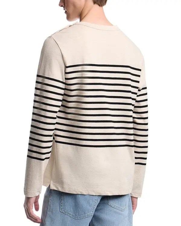Emporio Armani Cotton & Linen Stripe Button Collar Shirt