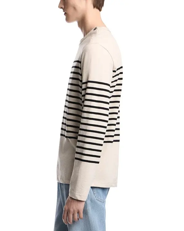 Emporio Armani Cotton & Linen Stripe Button Collar Shirt