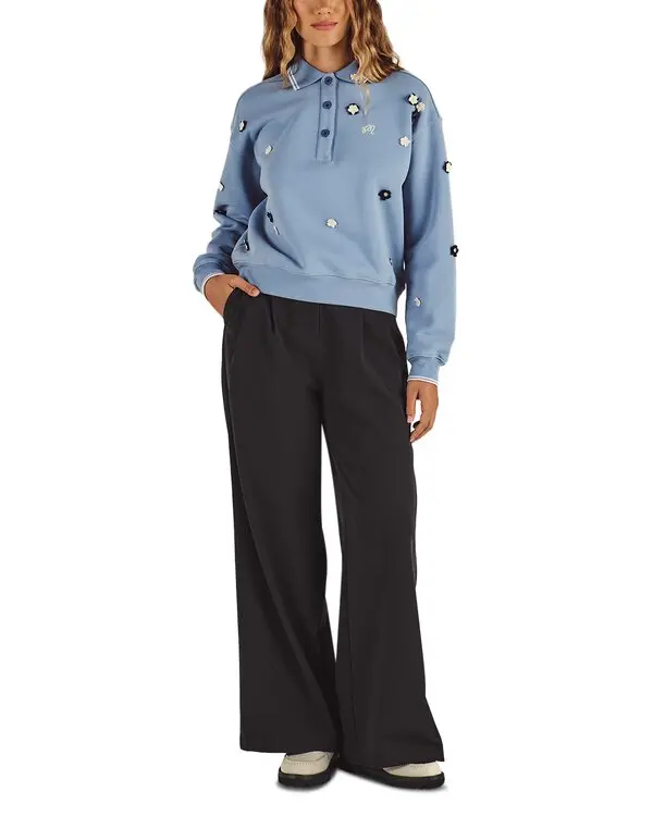MALBON Naomi Blossom Cotton Polo Neck Sweatshirt