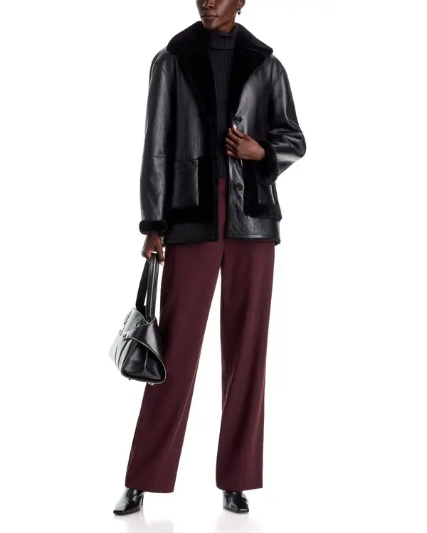 Theory Shearling Button Front Coat