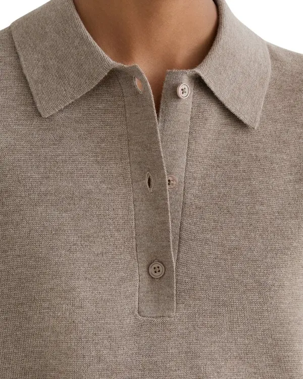 REISS Brooke Merino Wool Polo Sweater - Neutral