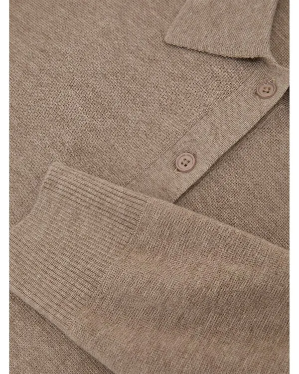 REISS Brooke Merino Wool Polo Sweater - Neutral