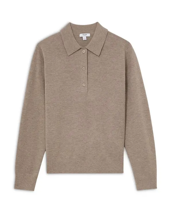 REISS Brooke Merino Wool Polo Sweater - Neutral