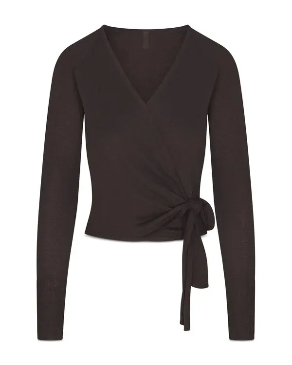 SKIMS Essential Knit Wrap Sweater - Espresso