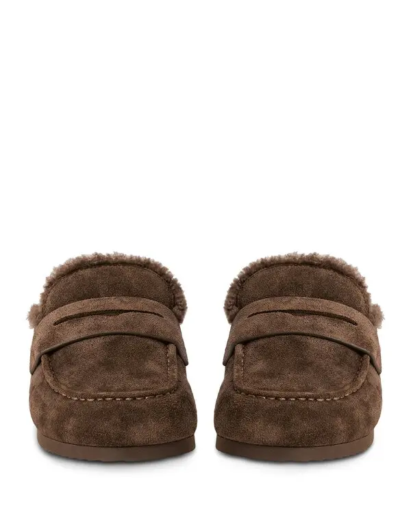 Paige Wynn Suede & Shearling Lined Mule Flats