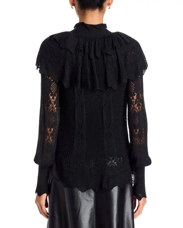 Kobi Halperin Justina Ruffle Front Lace Sweater