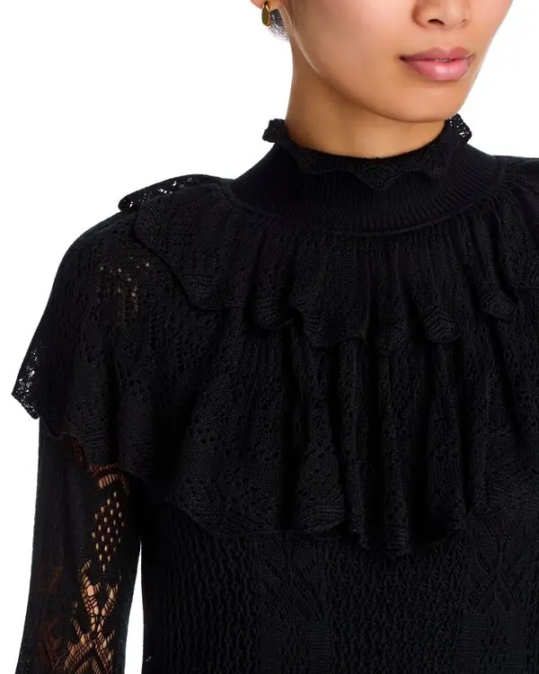 Kobi Halperin Justina Ruffle Front Lace Sweater