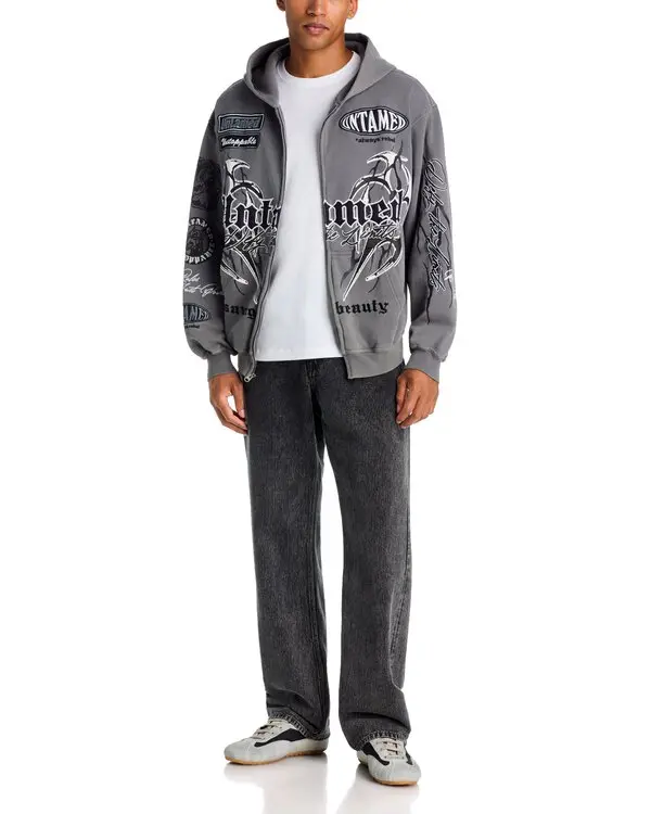 PACSUN Untamed Cotton Blend Zip Graphic Hoodie