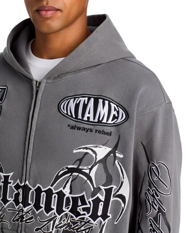 PACSUN Untamed Cotton Blend Zip Graphic Hoodie