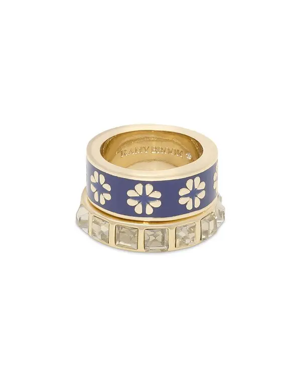 Ramy Brook Aria Enamel & Crystal Ring Set