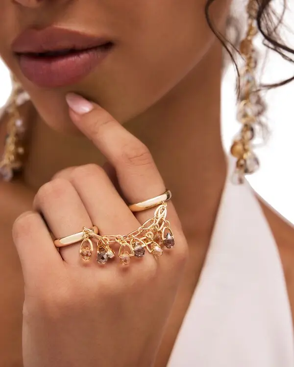 Ramy Brook Brielle Crystal Connected Double Ring - Brown Multi